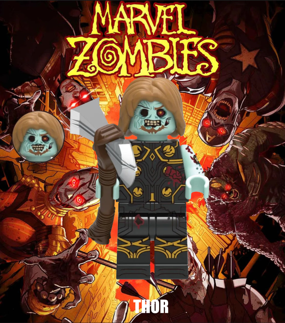 MINIFIGURE MARVEL UNIVERS : THOR MARVEL ZOMBIE custom – ZedBrick