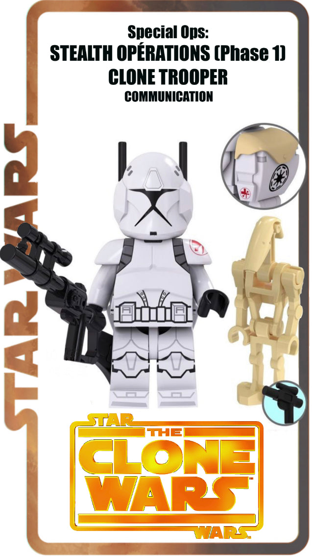 MINIFIGURE STAR WARS UNIVERS STEALTH COMMUNICATION CLONE TROOPER custo ...